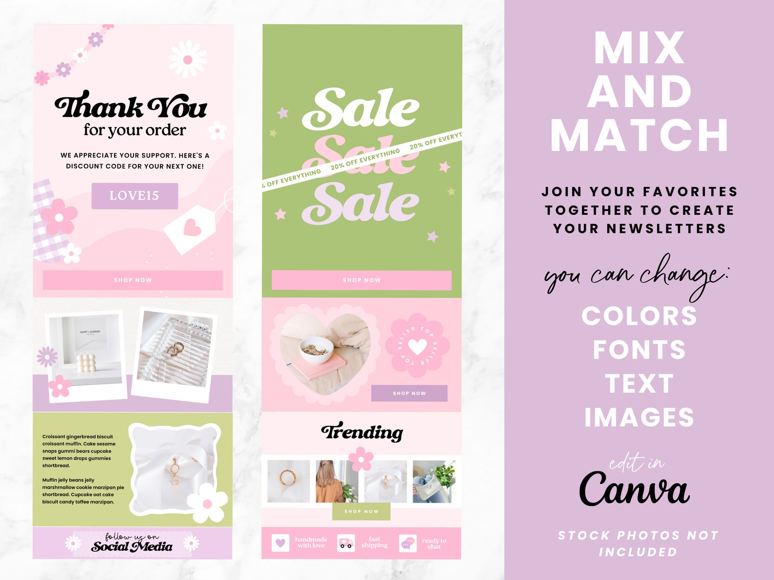 Pink Email Marketing Templates - Canva Newsletter Template - Pastel ...