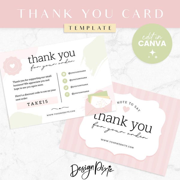 Fancy Thank You Card - Etsy