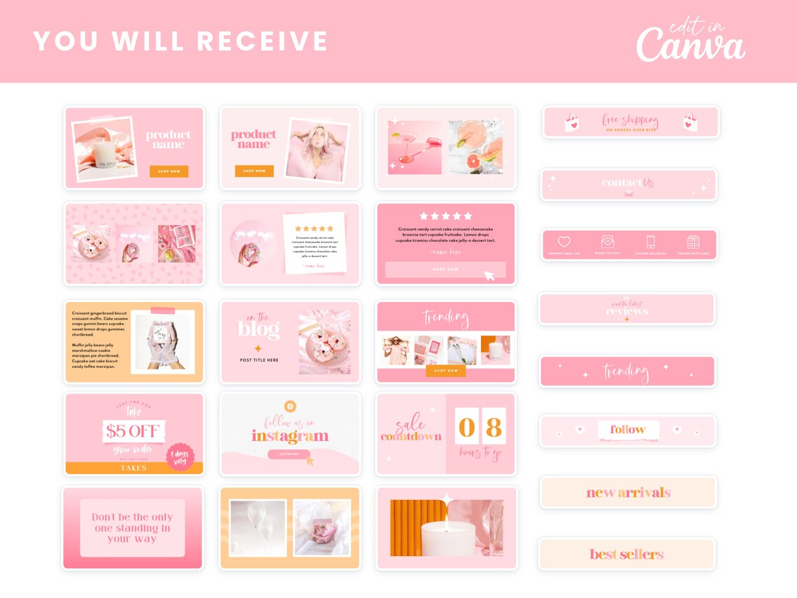 Pink Email Marketing Templates - Canva Newsletter Template - Shopify ...