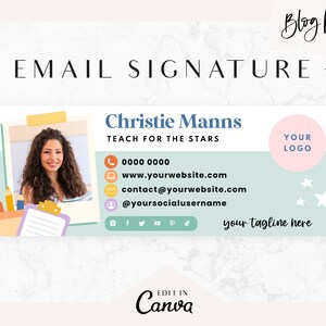 Teacher Email Signature Back to School Email Teacher Canva Template ...