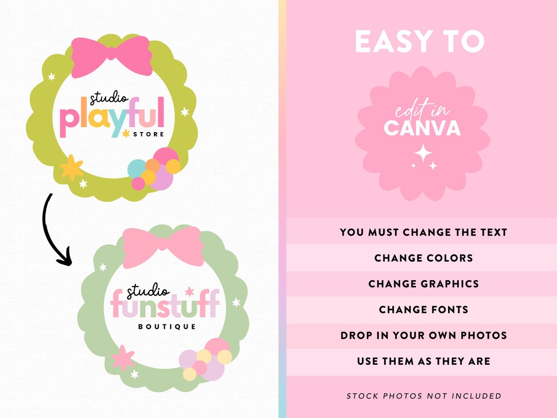 Playful Christmas Logo Templates - Editable Canva Logo Pack - Fun ...