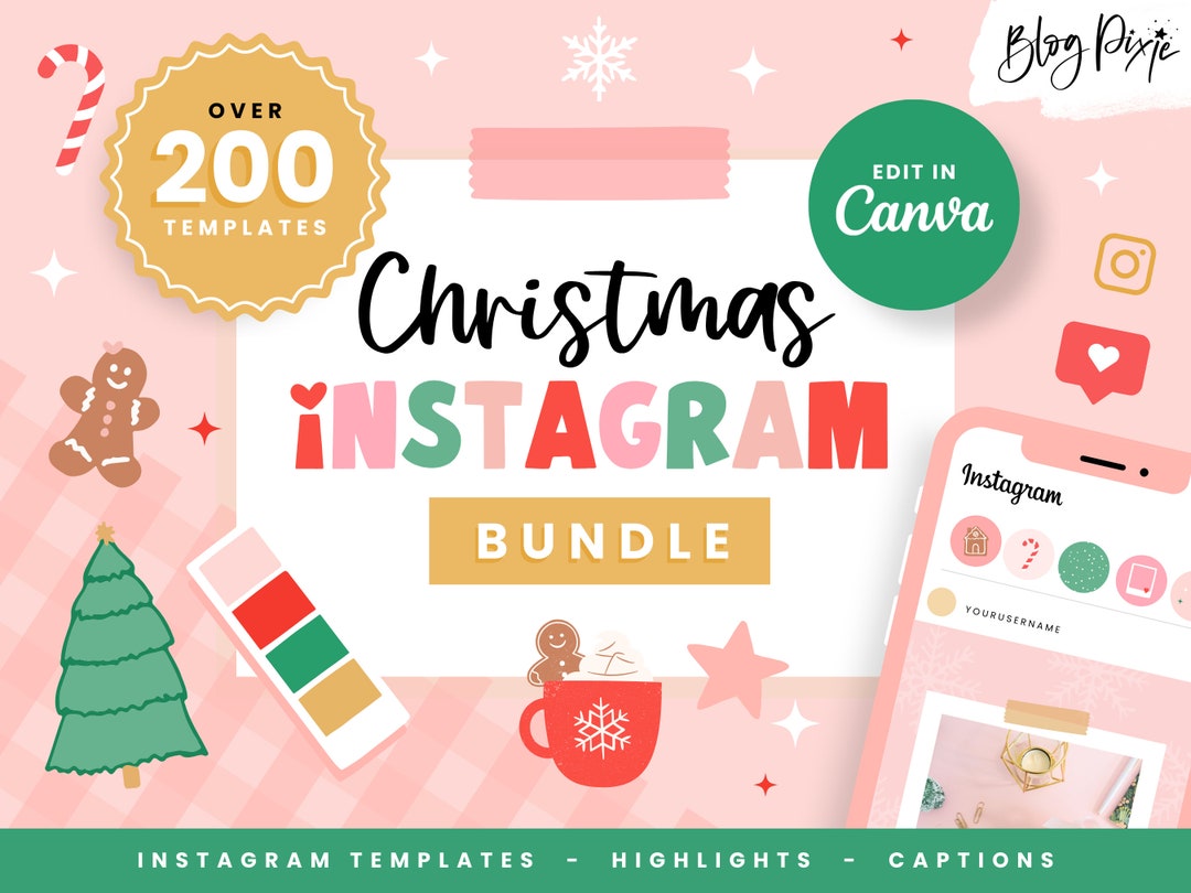 Christmas Instagram Template Bundle Canva Holiday Instagram Story Ideas ...