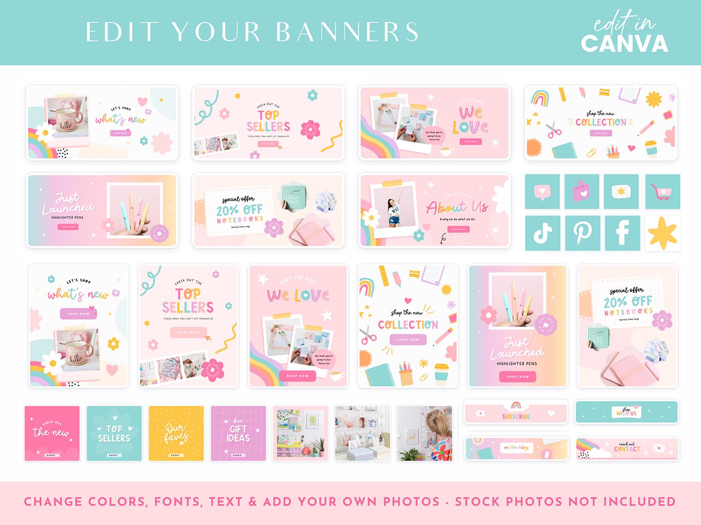 Shop Banner Templates Canva - Shopify Store Banner Designs - Playful ...
