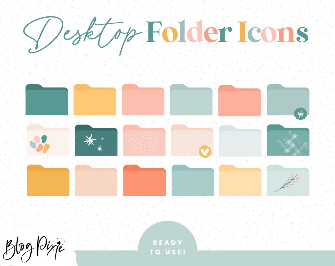 Desktop Folder Icons Rainbow - Cute Aesthetic Mac Desktop - PC Folders ...