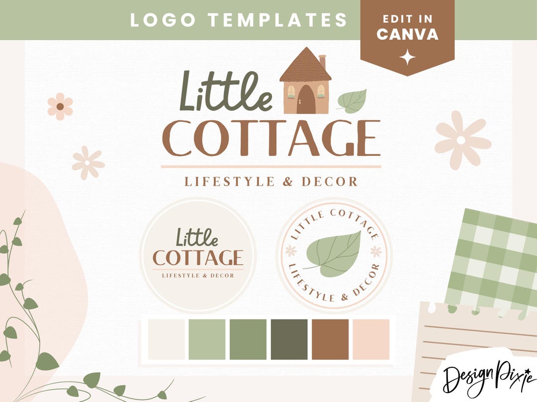 Cottagecore Logo Design Template Canva - Editable Logo Template - Small ...