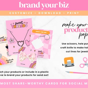 Pink Retro Display Card Template Canva - Jewelry Display Card - Hair ...