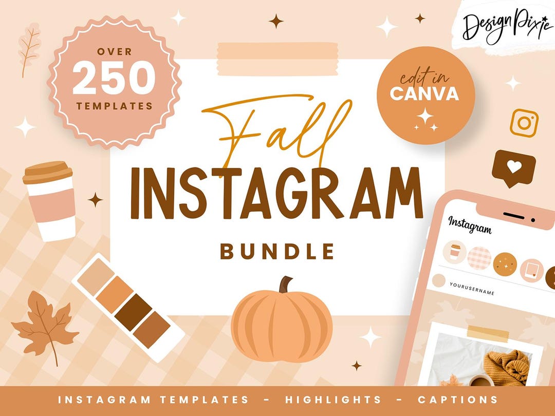 Fall Instagram Templates Canva - Autumn Instagram Story Ideas ...