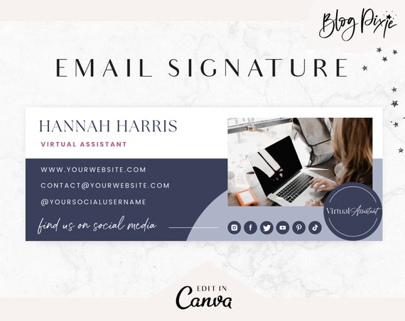 Virtual Assistant Email Signature Template Canva Business - Etsy