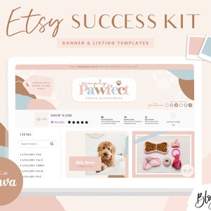 Etsy Shop Kit Store Banner Listing Templates Canva Pet - Etsy