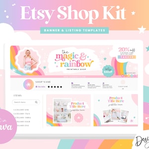 Rainbow Etsy Shop Kit - Etsy Banner Templates Canva - Etsy Store ...