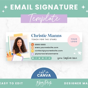 Teacher Email Signature - Back to School Email - Teacher Canva Template ...
