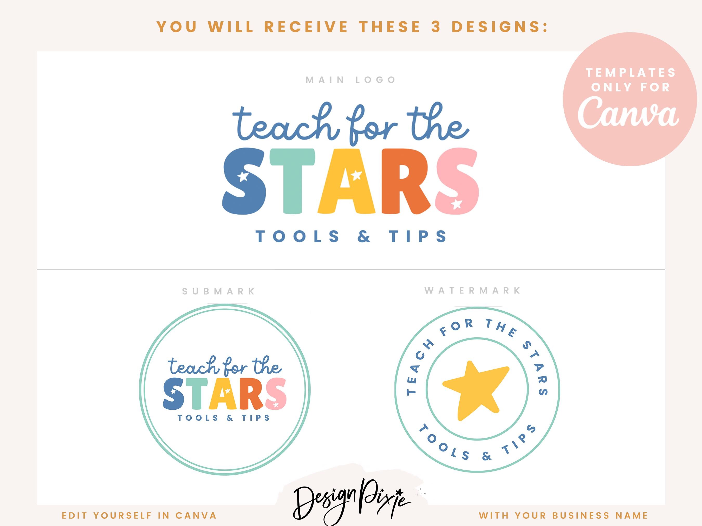 Teacher Logo Design Canva - Rainbow Logo Template - Logo Design for ...