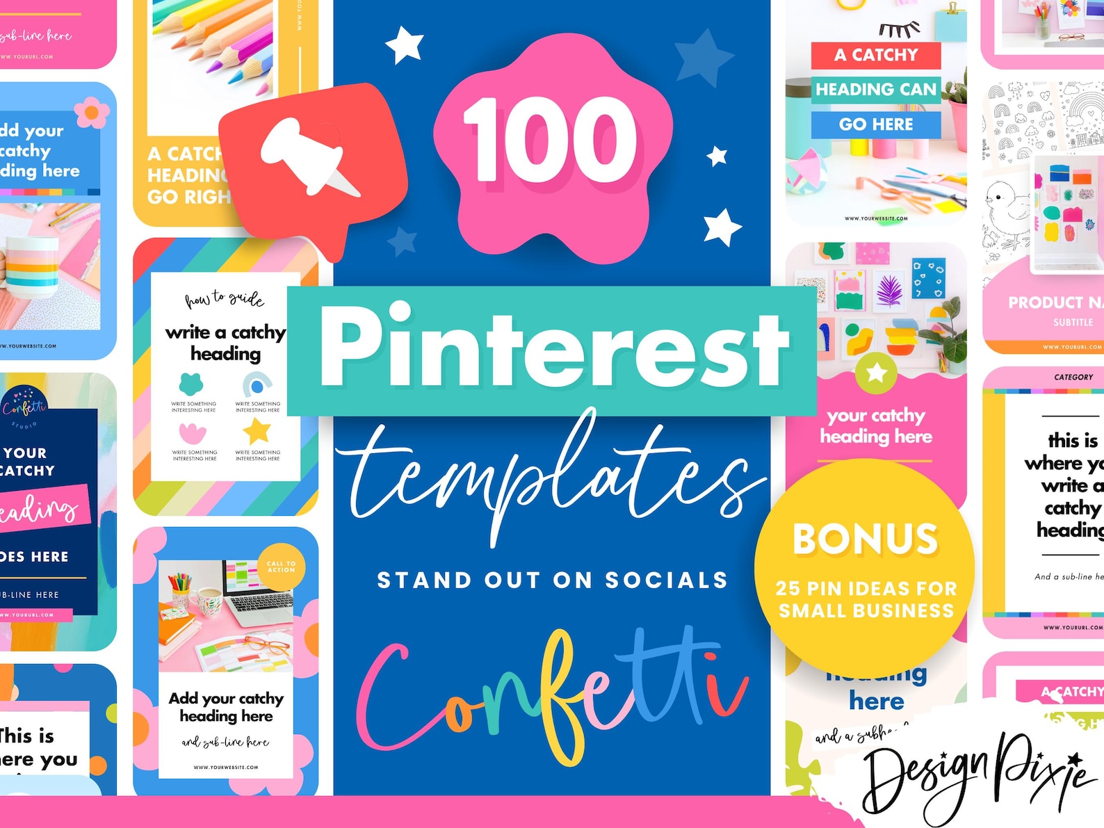 Colorful Pinterest Templates for Canva - Idea Pins - Bright Primary ...
