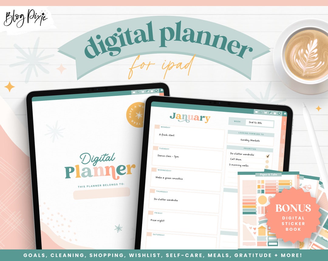 Digital Planner Rainbow - Goodnotes Undated Planner - Digital Stickers ...