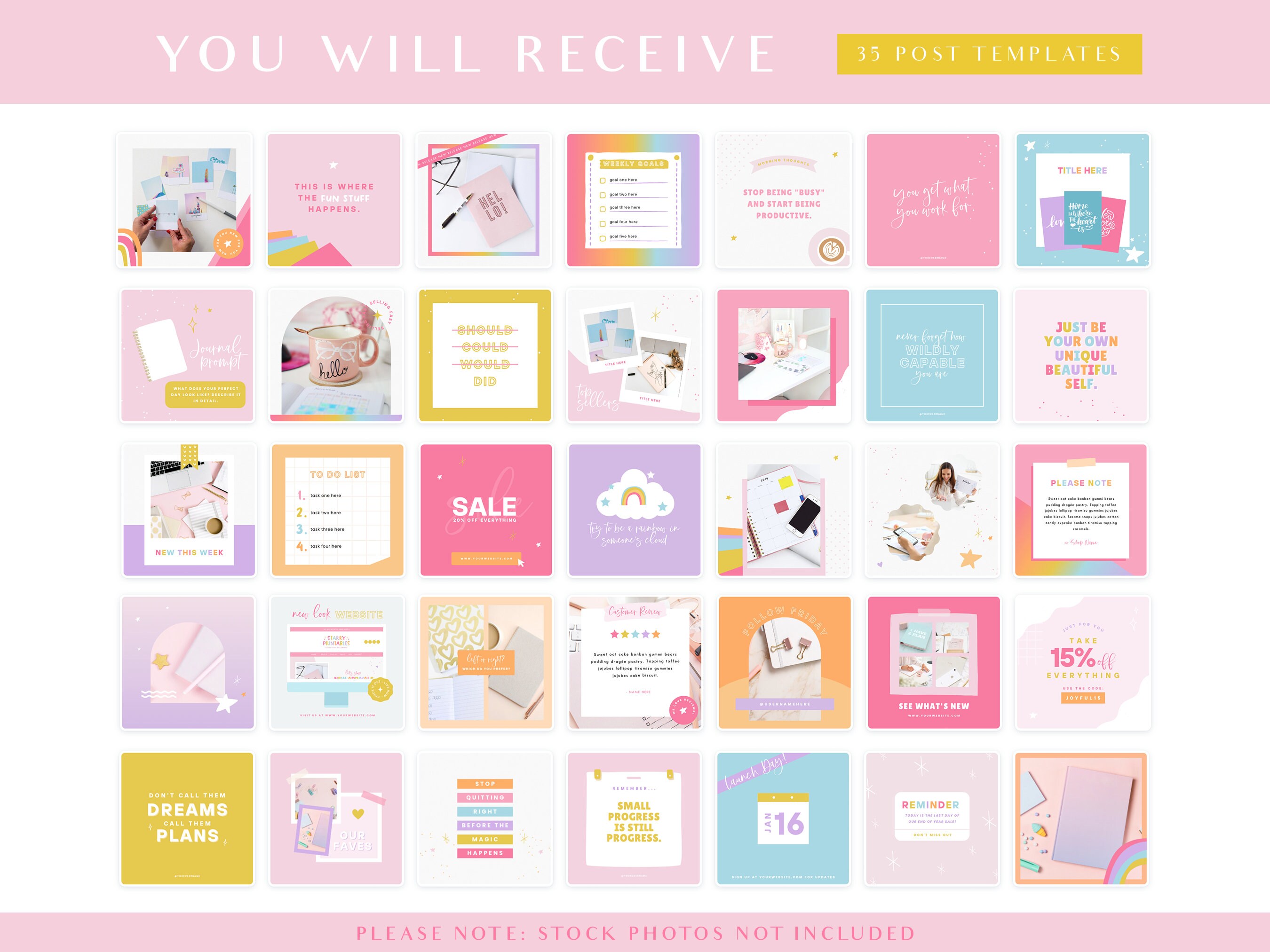 Instagram Post Templates Rainbow Instagram Templates Canva - Etsy Australia