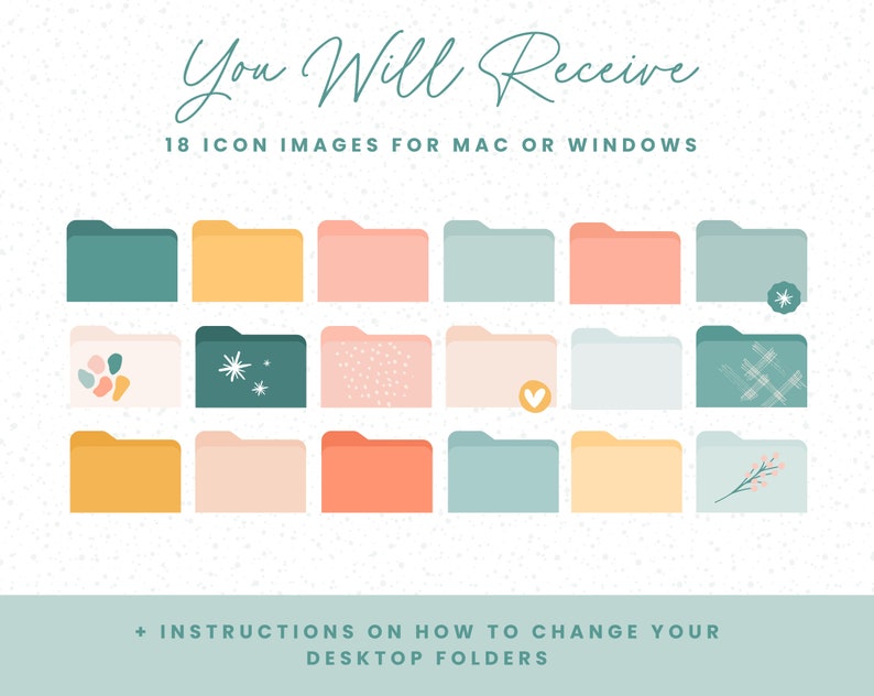 Desktop Folder Icons Rainbow Cute Aesthetic Mac Desktop PC - Etsy