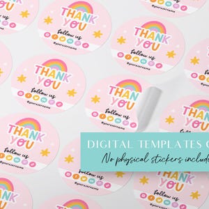 Rainbow Sticker Template Canva - Thank You Sticker Templates - Circle ...