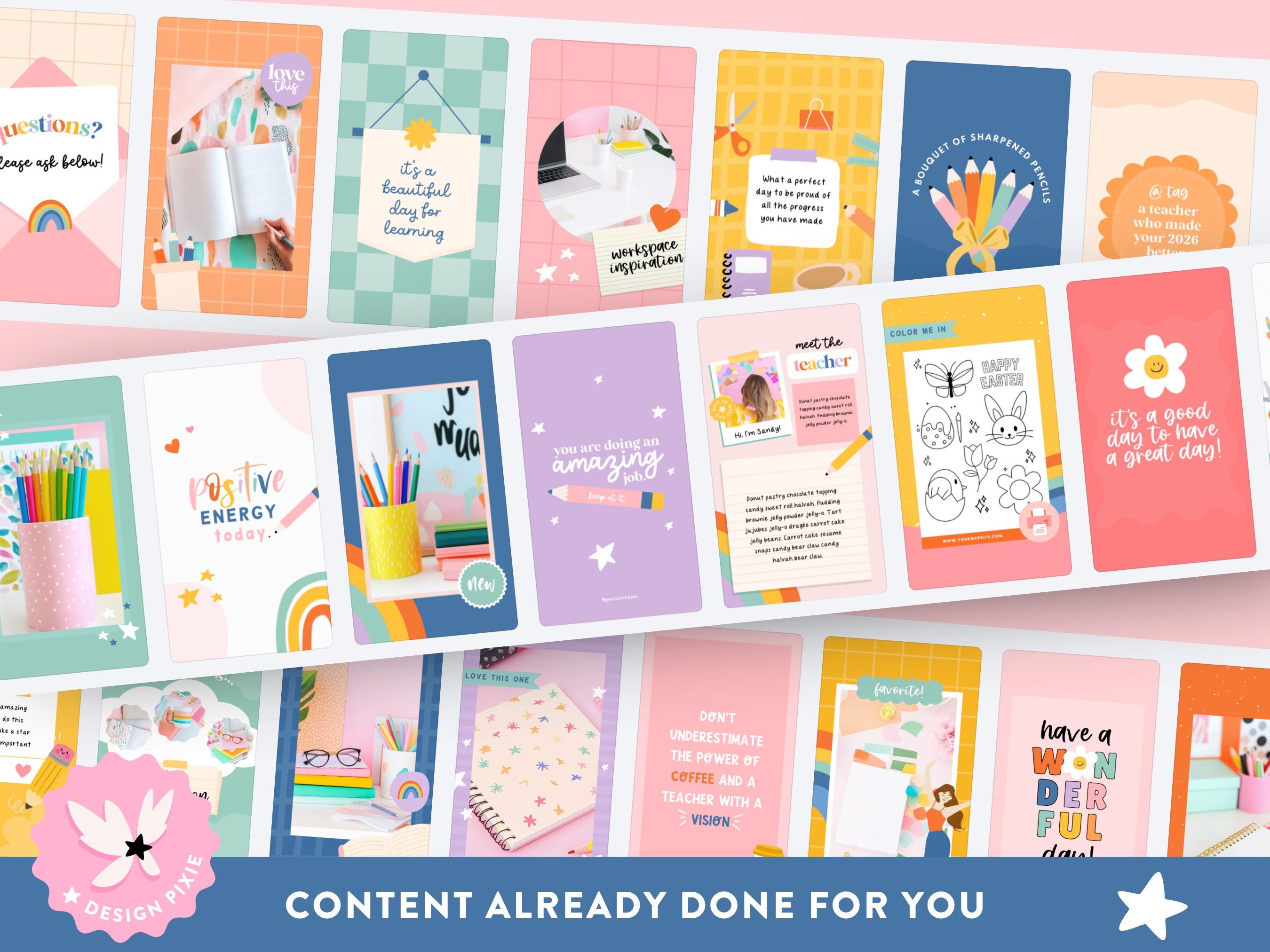 Teacher Instagram Templates Canva - Social Media Posts and Stories for ...