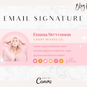 Email Signature Template Canva Bright Pink Business Email Design Gmail ...