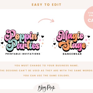 Bold Retro Logo Design Editable Canva Small Business Logo Template ...
