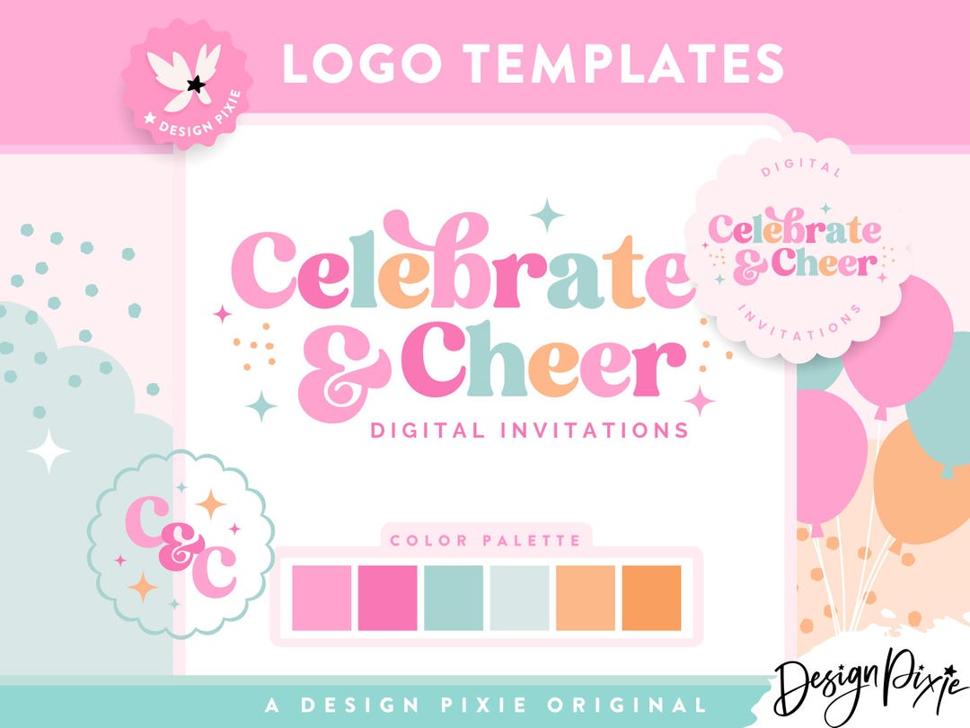 Pastel Logo Design Canva - Small Business Logo Template - Bright Pastel ...