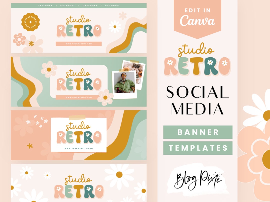 Retro Facebook Banner Templates Social Media Templates Canva Branding ...