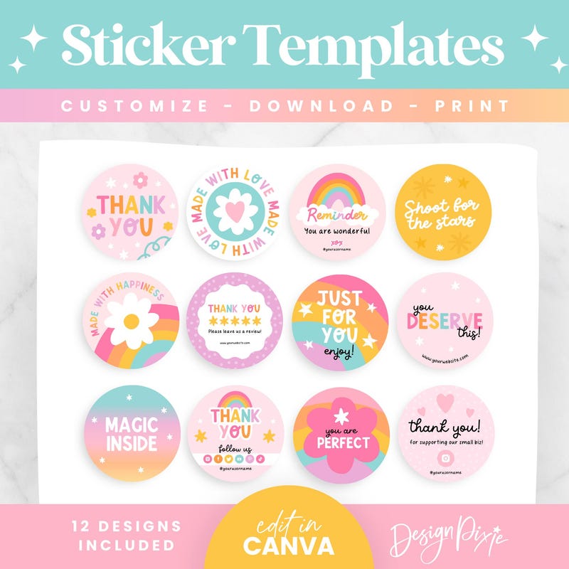 Cute Thank You Stickers - Etsy