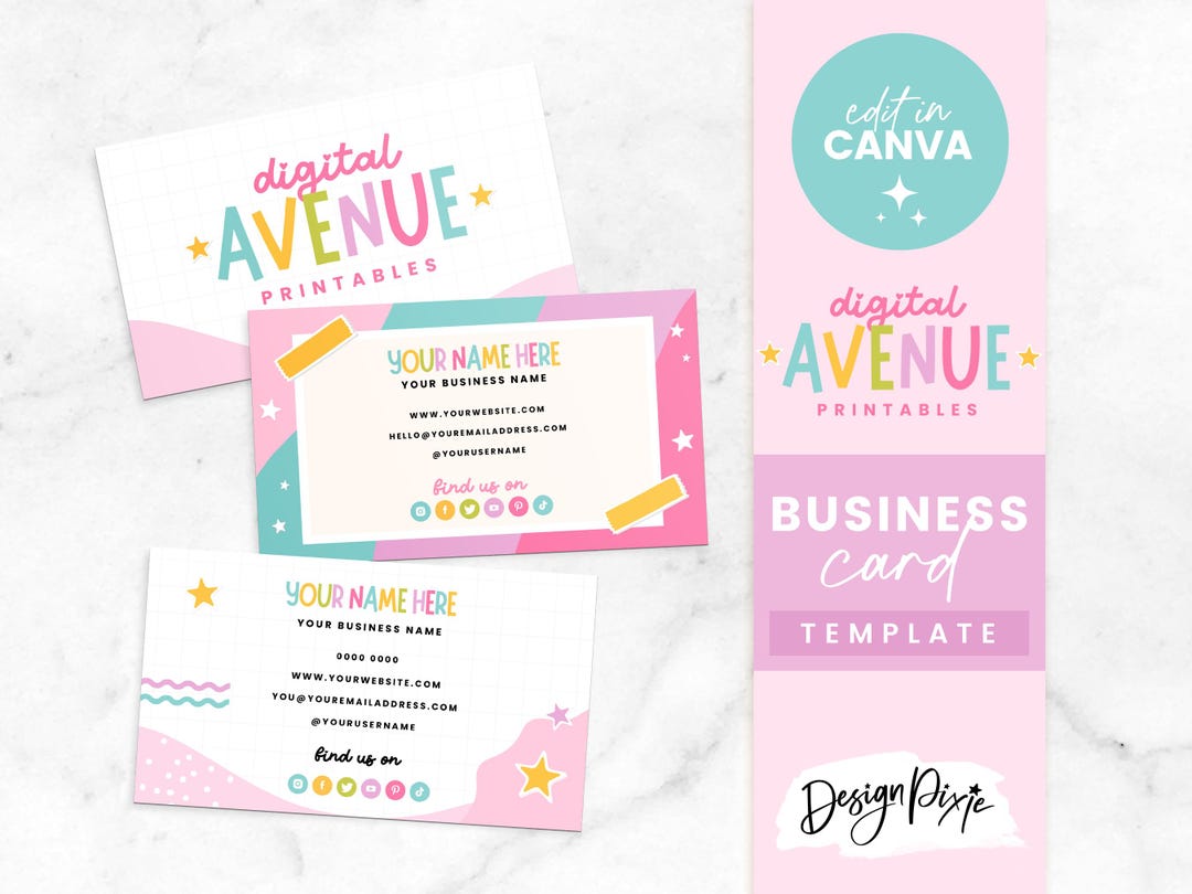 Fun Business Card Template - Canva Business Card - Printables Shop ...