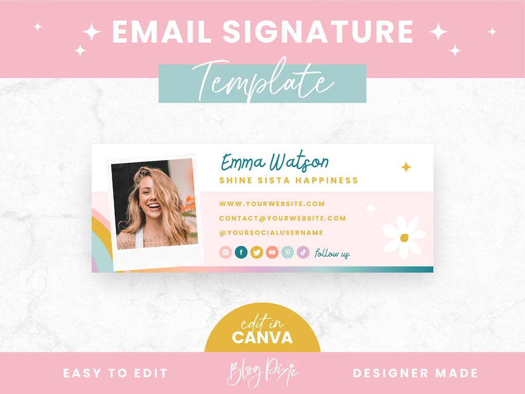 Email Signature Template Canva - Pastel Rainbow Branding Business Email ...