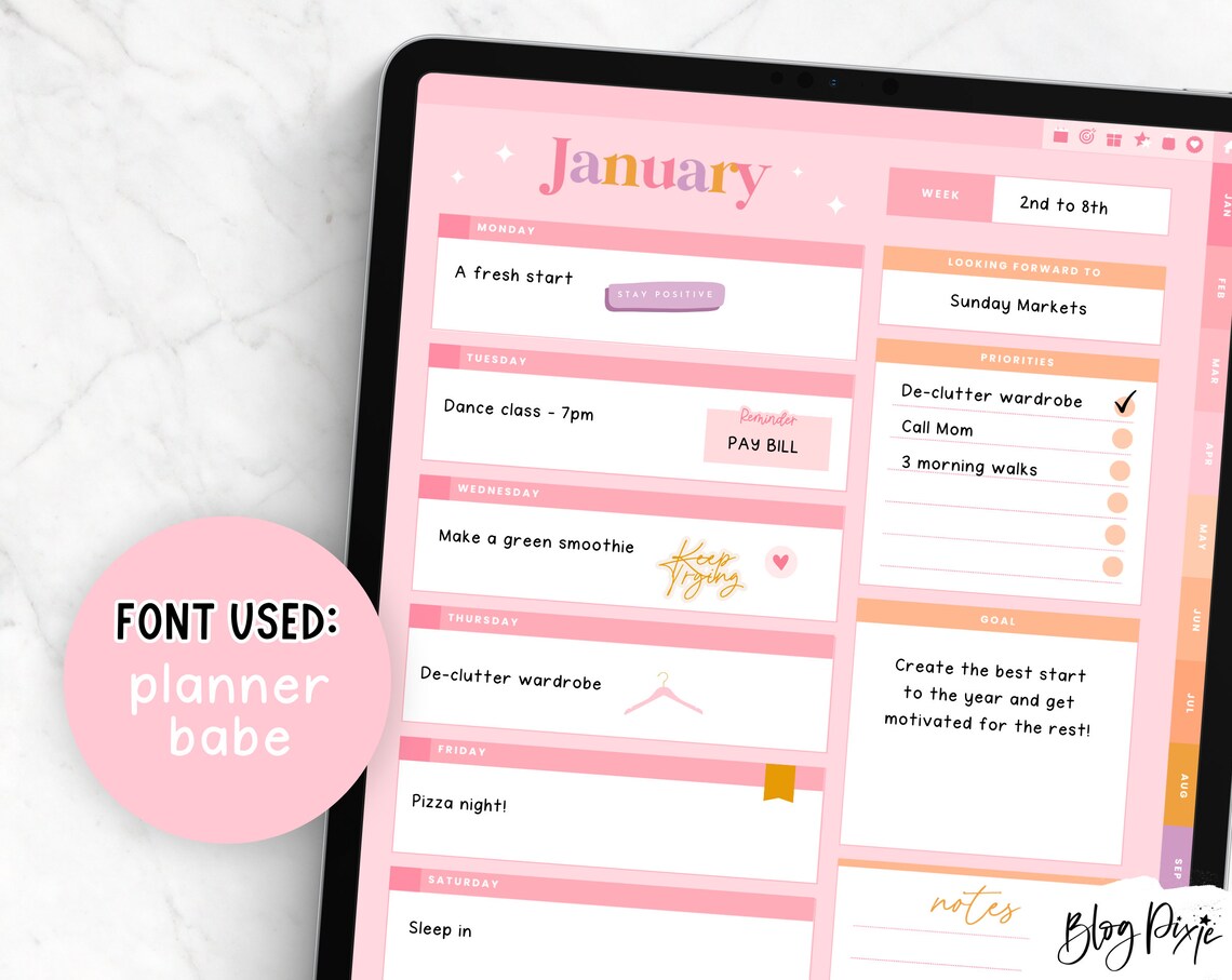 Planner Font Bundle Handwriting Fonts for Goodnotes Fonts - Etsy Australia