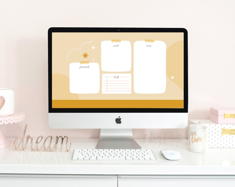 Desktop Organizer Wallpaper Boho Desktop Background Cute - Etsy