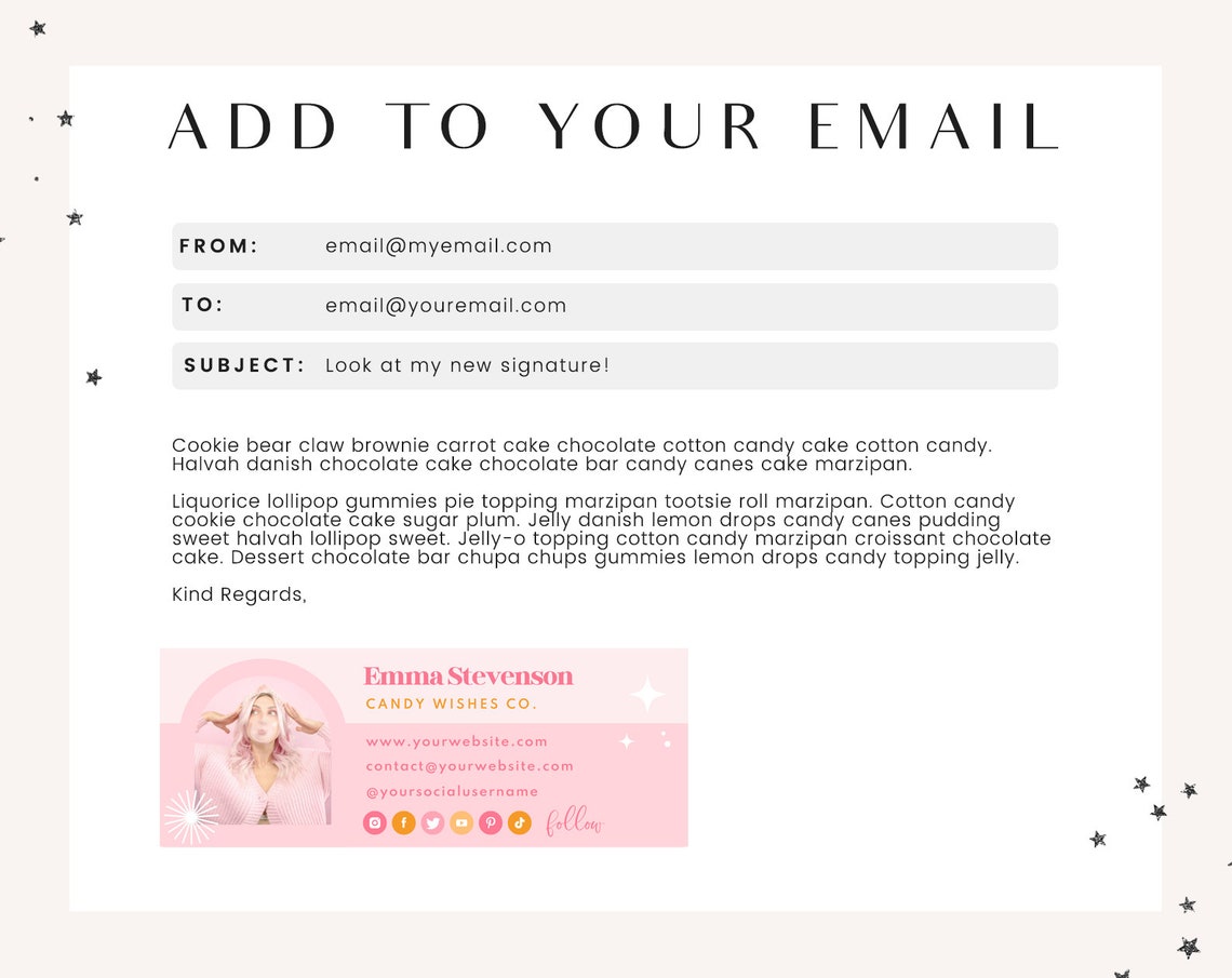 Email Signature Template Canva Bright Pink Business Email - Etsy