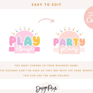 Bubble Font Logo Template Canva - Fun Pastel Logo Design - Bounce House ...