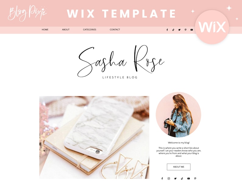WIX Blog Template Website Design for Bloggers WIX Blog - Etsy