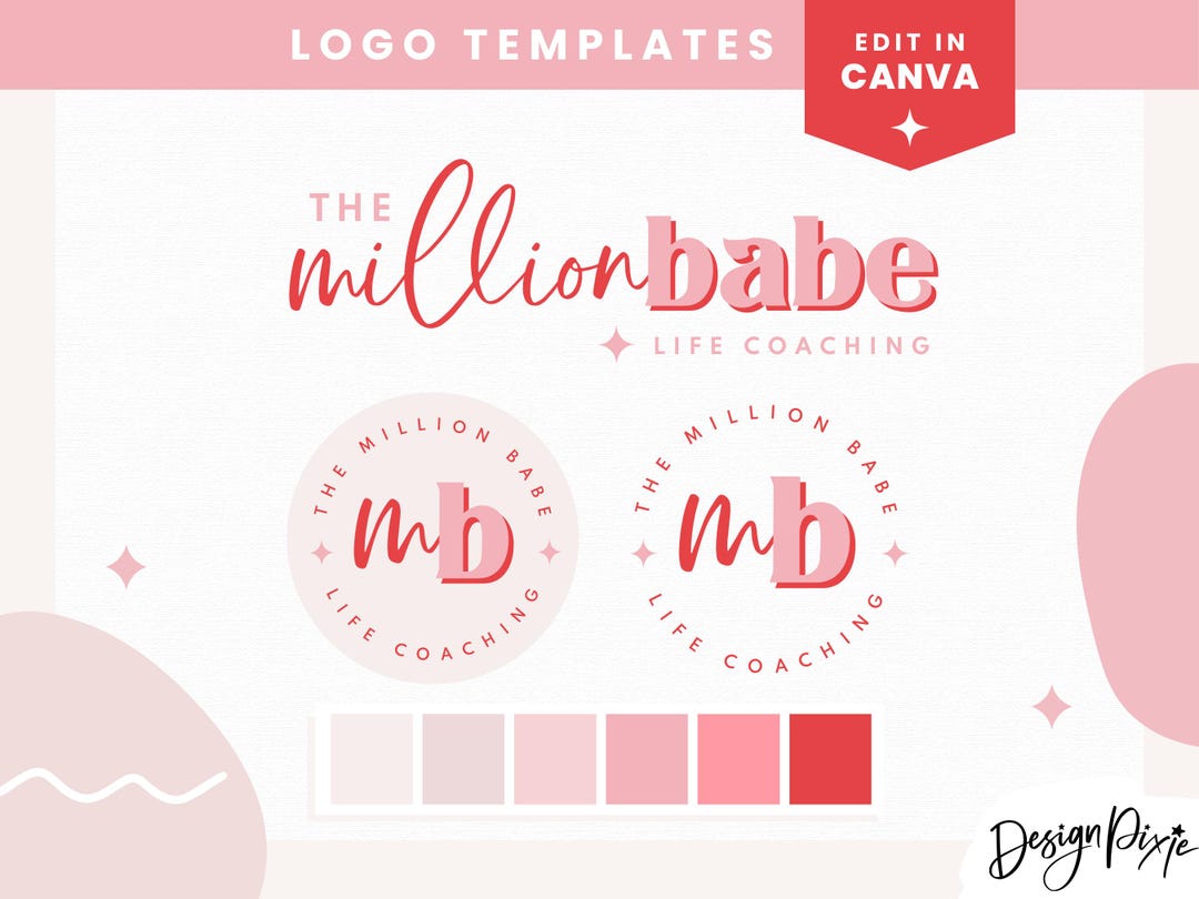 Pink Red Logo Design - Coach Logo Template Canva - Editable Logo Design ...
