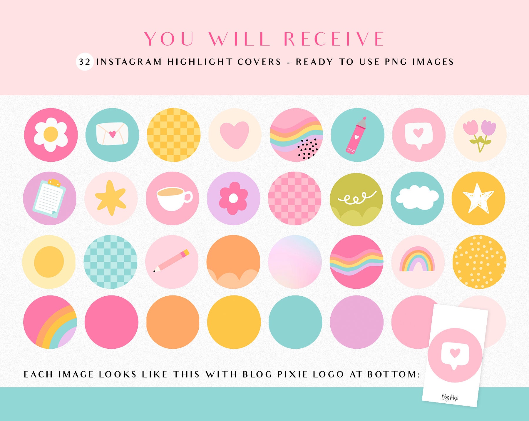 Instagram Highlight Covers Rainbow Cute Covers for Instagram Stories ...