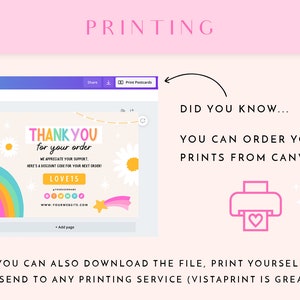 Rainbow Thank You Card Template - Canva Order Card - Rainbow Branding ...