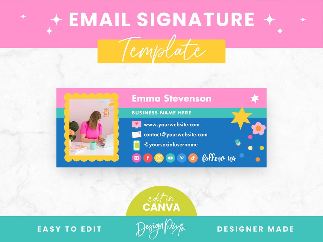 Colorful Email Signature Template Canva - Fun Creative Email Footer ...