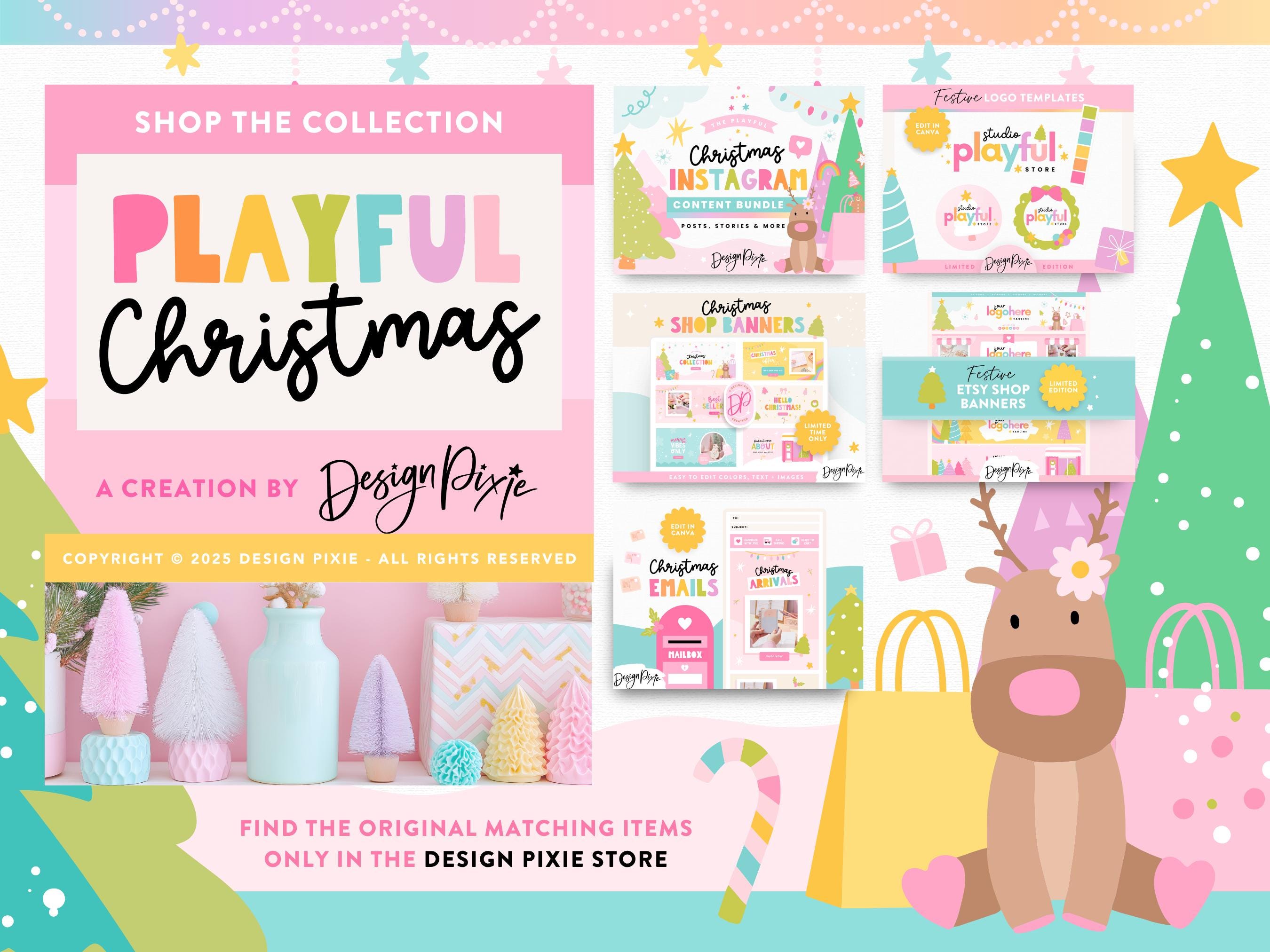 Playful Rainbow Shopify Banner Templates Christmas - Festive Canva Shop ...