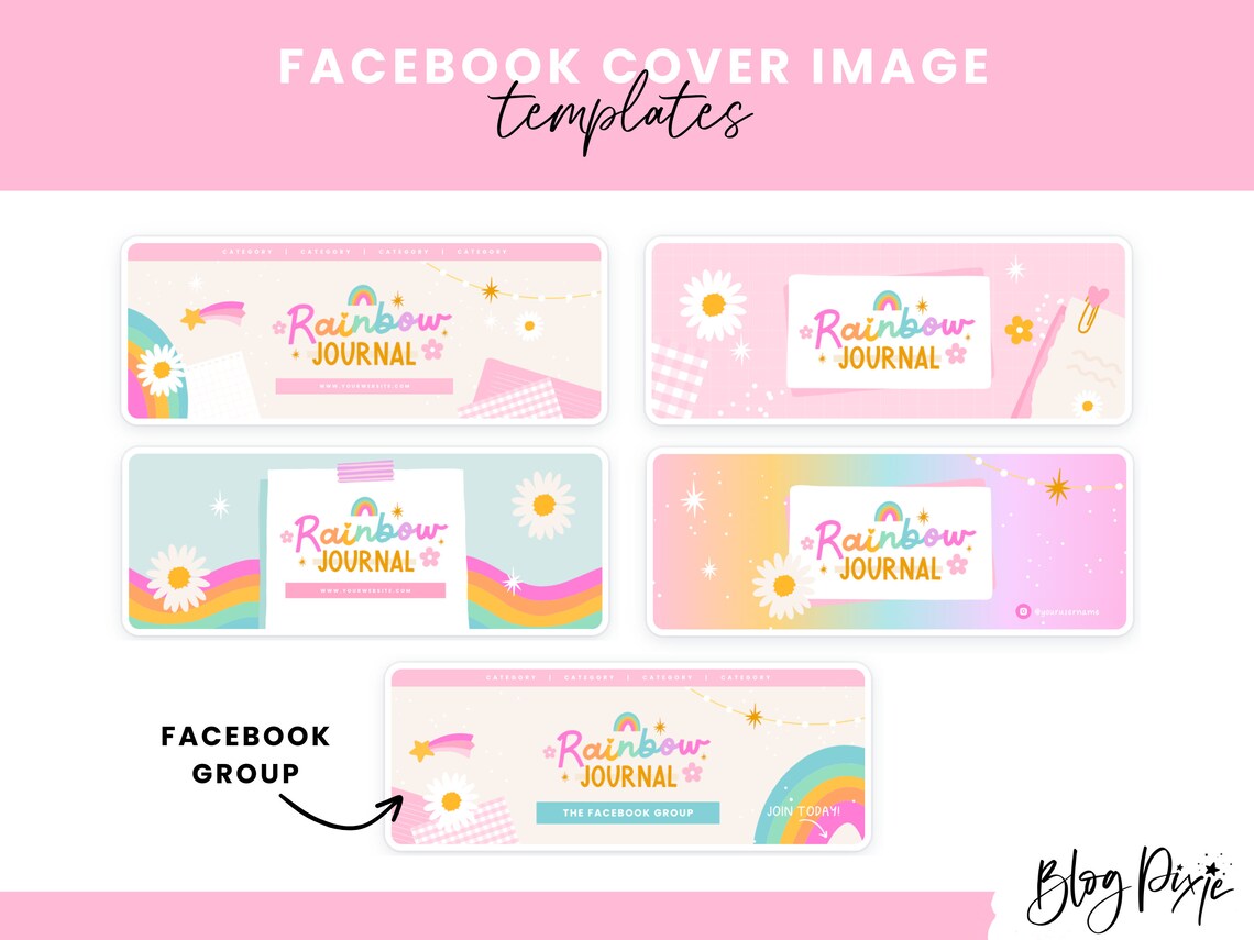 Rainbow Social Media Banner Templates Canva - Rainbow Facebook Cover ...