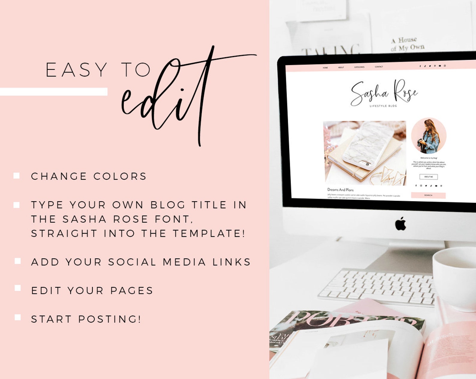 WIX Blog Template Website Design for Bloggers WIX Blog - Etsy