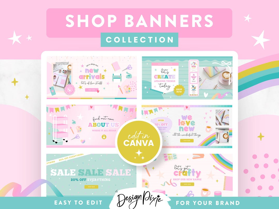 Craft Rainbow Shopify Banner Templates - Shop Banners Canva - Craft ...