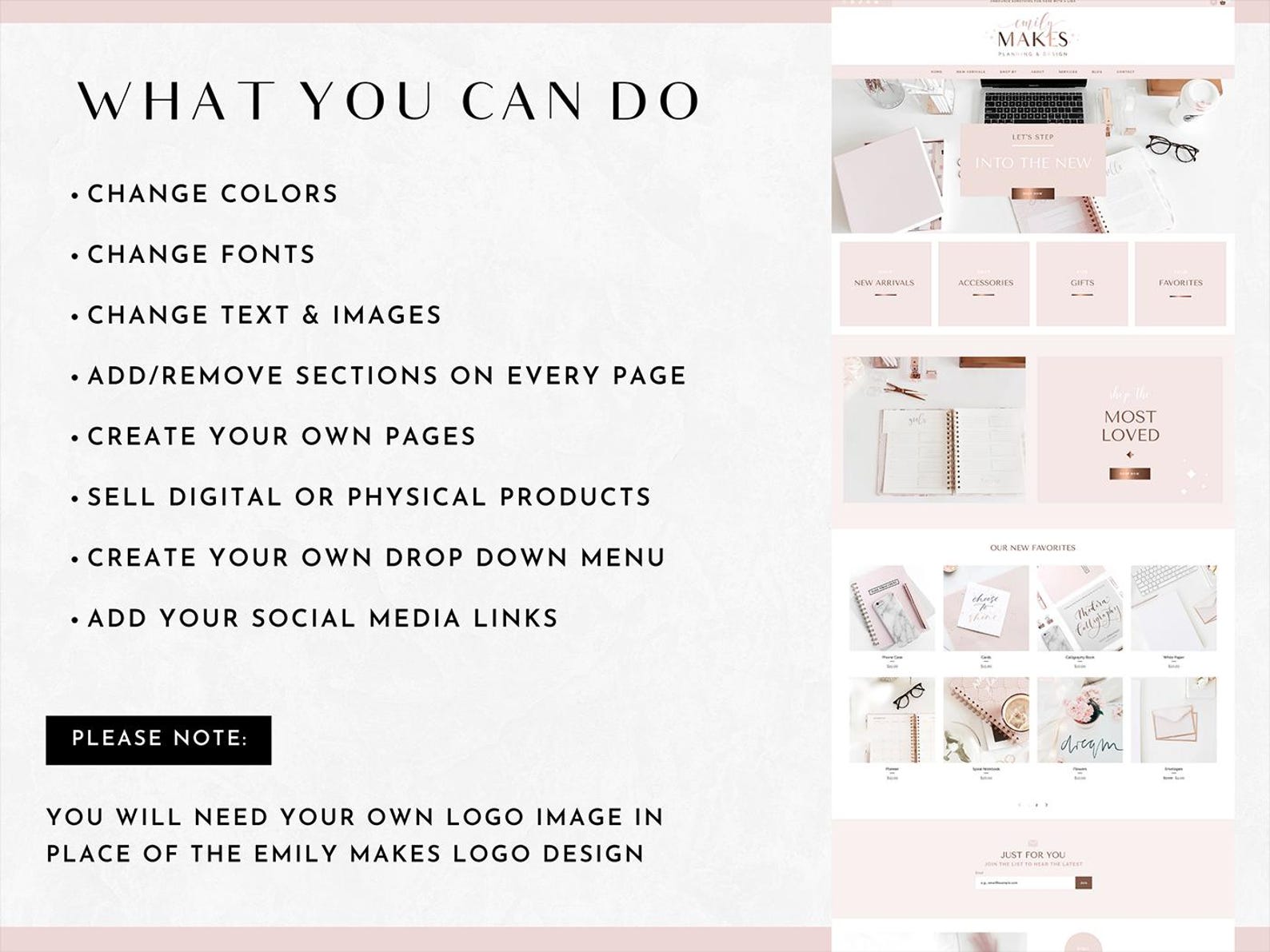 Pink Wix Website Template - Rose Gold Website Design - Pretty Wix Blog ...