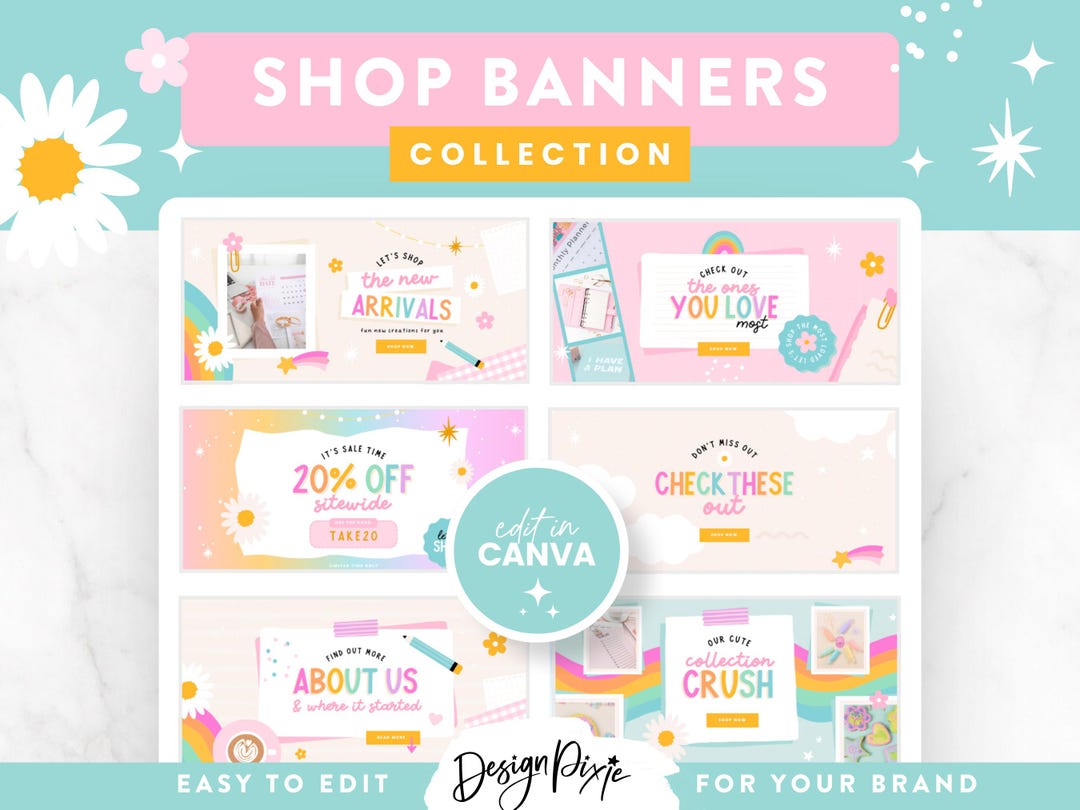 Shop Banner Templates Canva - Rainbow Shopify Store Banner Designs ...