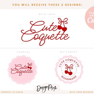 Cute Coquette Cherry Logo Template With Lace Frill Border - Feminine ...