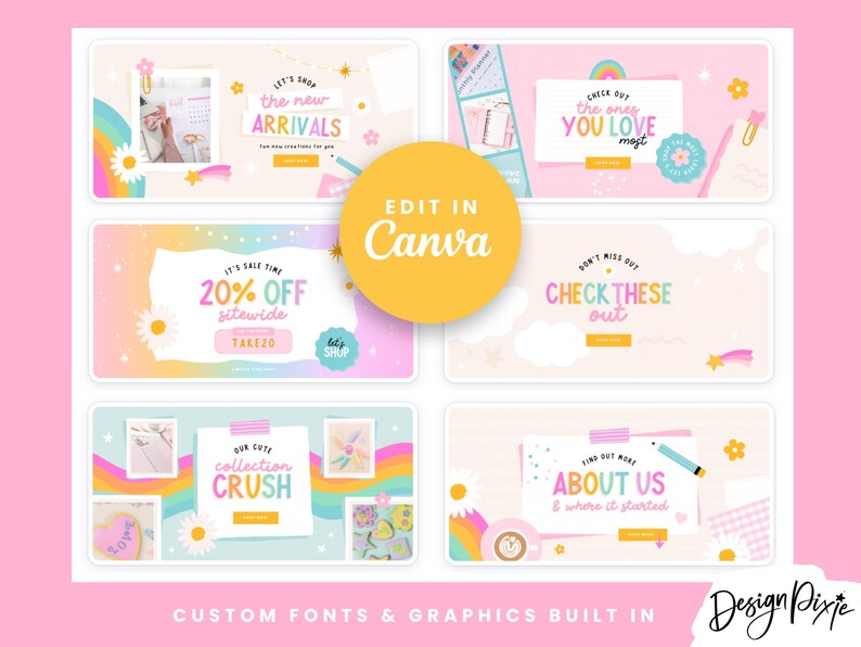 Shop Banner Templates Canva - Rainbow Shopify Store Banner Designs ...
