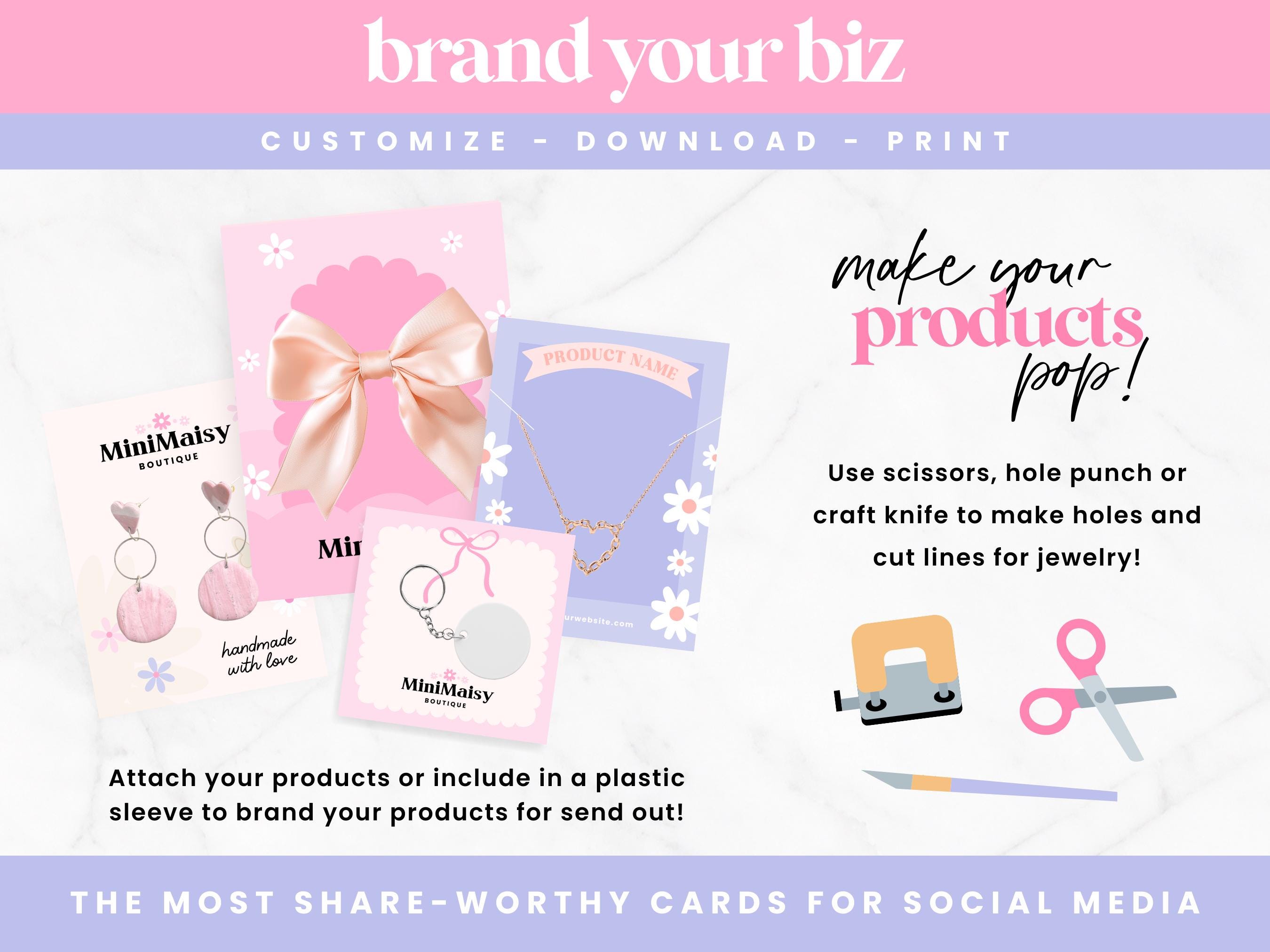 Girly Pink Display Card Templates - Canva Templates for Jewelry Backing ...