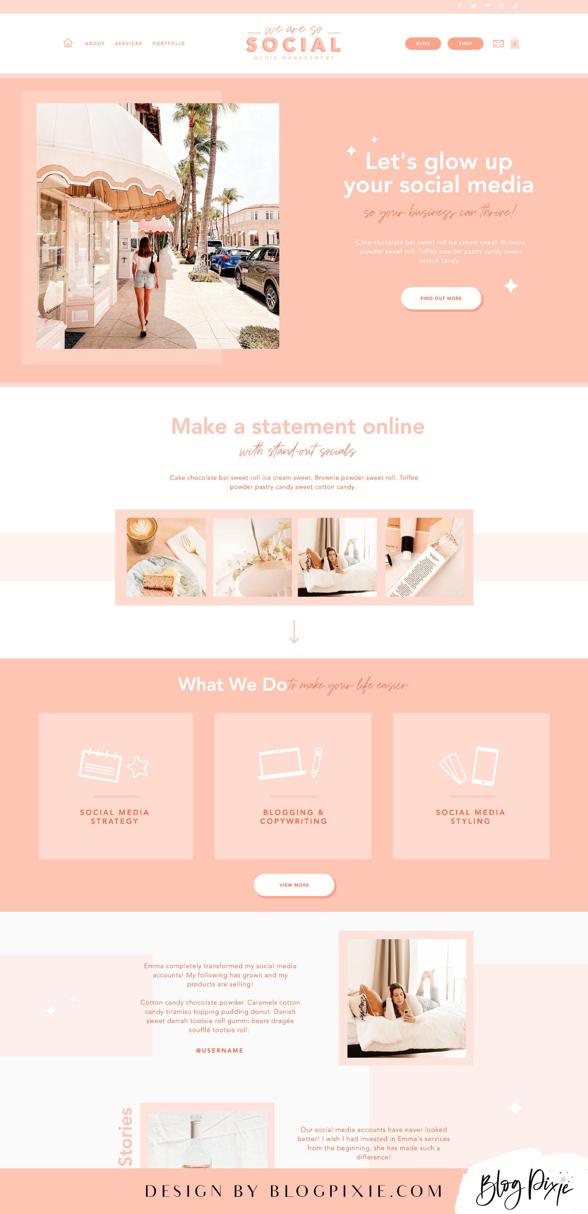 Wix Template Social Media Manager Website Design Creative | Etsy