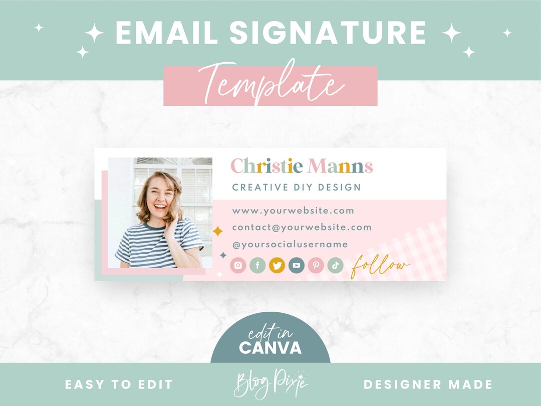Email Signature Template Canva - Pastel Rainbow Colorful Branding ...