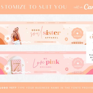 Etsy Shop Banner Templates Retro Boho Flower - Canva Templates - Etsy ...